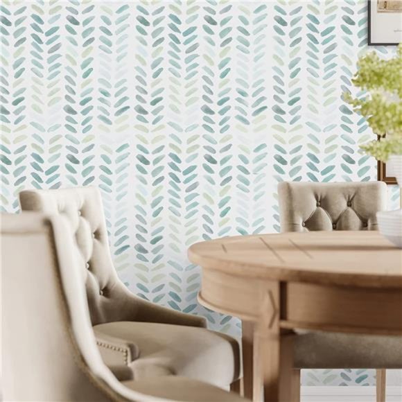 Wall Decor | Green And White Wallpaper Peel Stick Wallpaper Boho ...